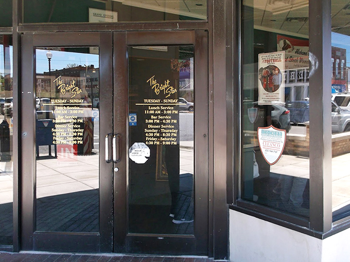 The entrance promises what few doorways can deliver&mdash;a genuine taste of history served with Southern hospitality and Greek flair.