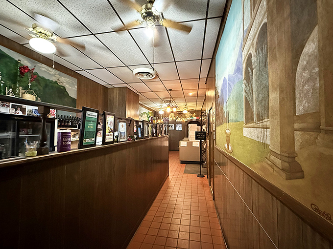 The narrow hallway leads to culinary treasures. Like the best Italian stories, the journey through Mama Santa's builds anticipation with every step.