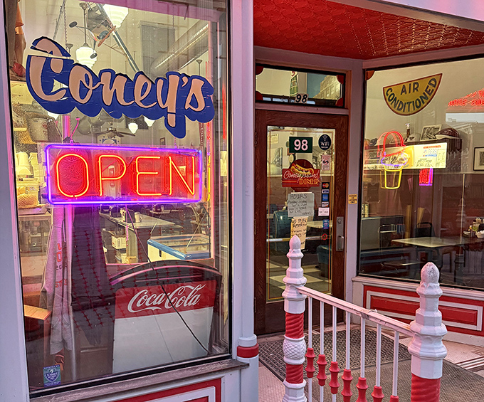 The entrance says "Coneys" and "OPEN"&mdash;two of the most beautiful words in the English language when you're hungry.