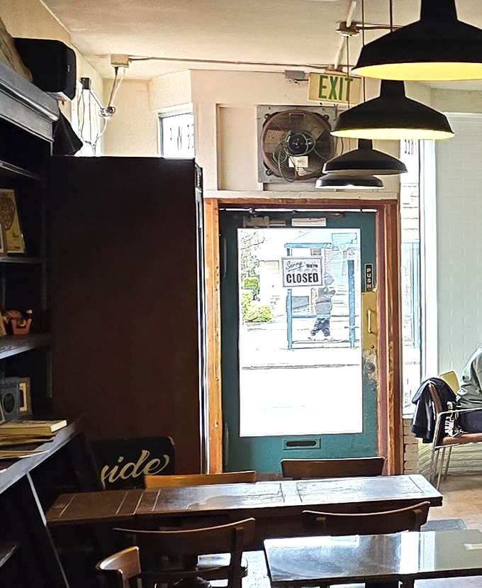 That moment when you're leaving but already planning your return&mdash;Shakabrah's exit view frames the outside world you're reluctantly rejoining.