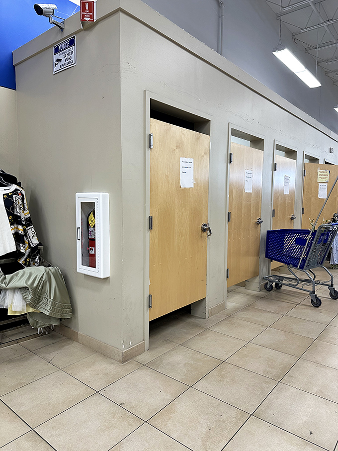 Fitting rooms await the hopeful, where the "will it fit?" question gets answered and shopping cart decisions face their final judgment.