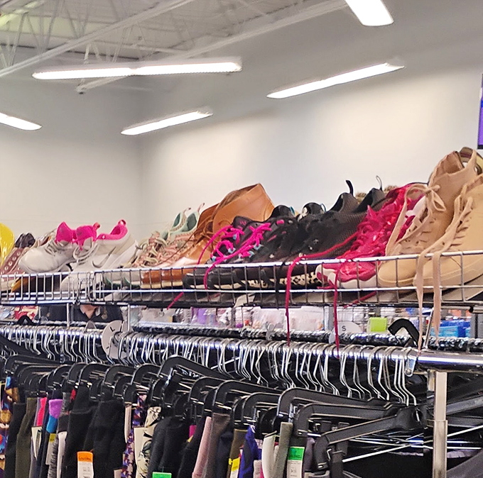 Footwear heaven for the budget-conscious fashionista. Those barely-worn designer boots are just waiting for their second chance at adventure.