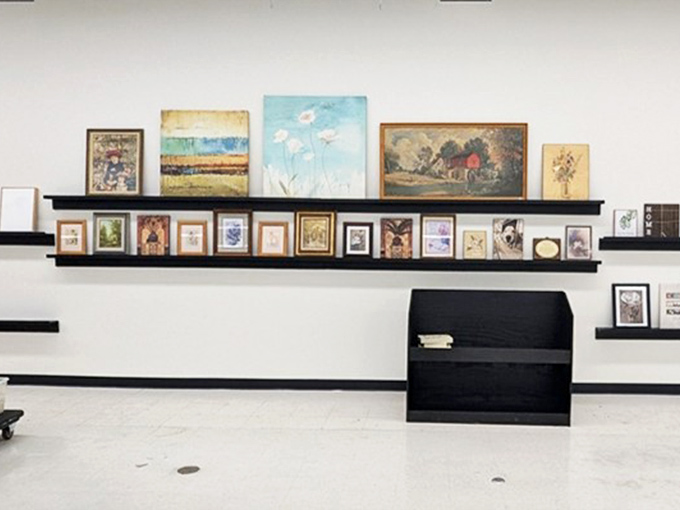 The art section offers instant gallery wall potential. Someone else's décor castoffs become your living room's sophisticated focal point.