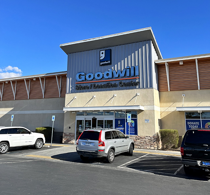 The two-story entrance welcomes bargain hunters with the confidence of a store that knows exactly what treasures wait inside.