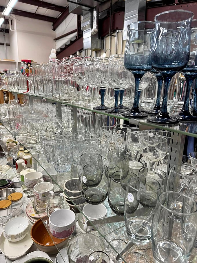 Glassware galore! From everyday tumblers to fancy stemware, outfit your home bar for pennies on the dollar.