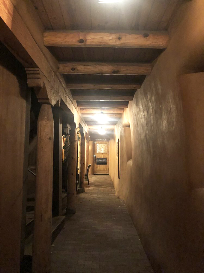 A hallway that feels like stepping back in time. These adobe walls have witnessed countless celebrations and first dates turned anniversaries.