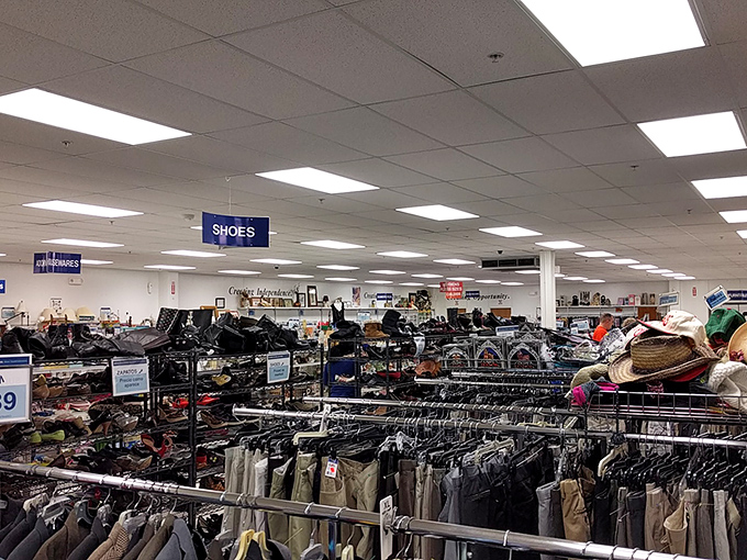 The expansive interior view showcases the true scale of this thrifting wonderland. Like a department store from a more affordable dimension.