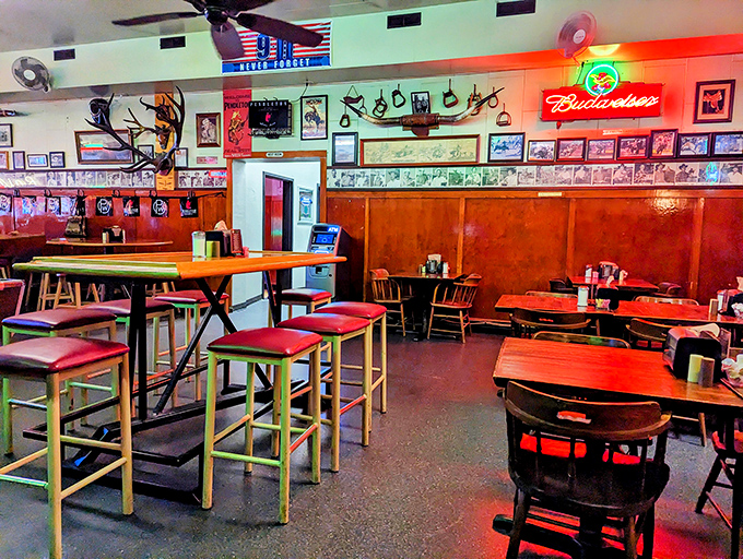 High-top tables and red upholstery &ndash; the classic diner aesthetic that's been imitated but never duplicated by corporate chains trying to manufacture authenticity.