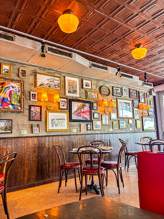 The gallery wall tells stories of Miami Beach's colorful past while you create new memories over plates of perfect eggs.