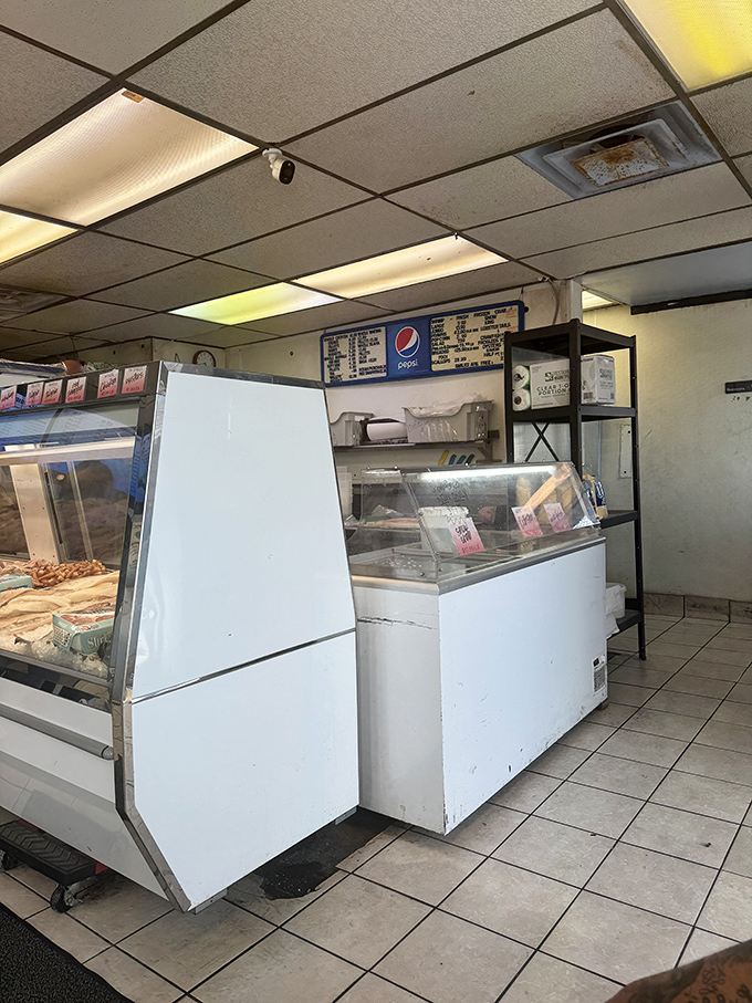 Behind the counter, the kitchen works its magic while you contemplate life's important decisions at the register.