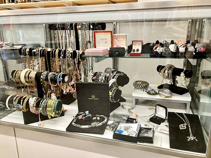 Jewelry displays that rival department stores offer everything from costume pieces to higher-end accessories, all waiting for their second act.