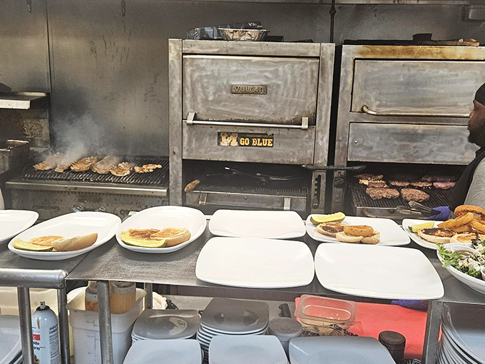 Behind the scenes magic: where those perfect grill marks come from. The sizzle of steaks on the grill is the soundtrack to happiness at Hickory House.