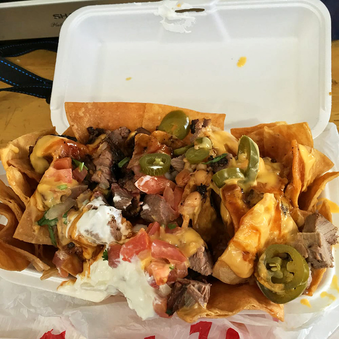 Loaded nachos that blur the line between Tex and Mex, creating a crunchy, cheesy, meaty fiesta that requires both hands and zero shame.