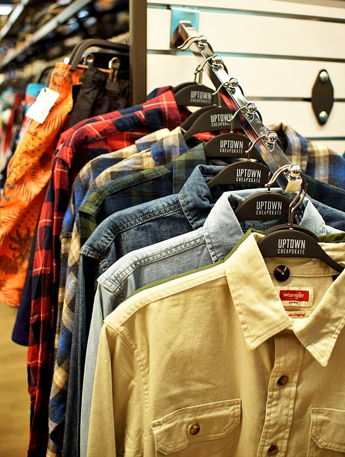 Flannel shirts and button-downs standing at attention, ready to join your wardrobe rotation without demanding a second mortgage.