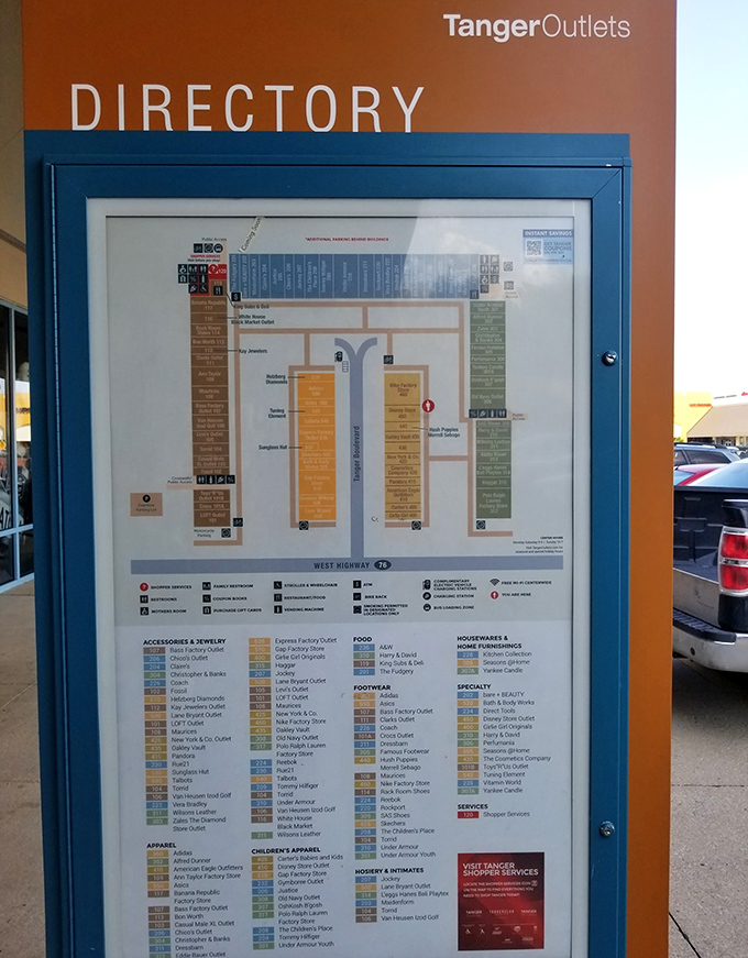 The sacred text of shopping &ndash; Tanger's directory reveals the master plan of retail conquest. Study it carefully before embarking on your bargain-hunting expedition.