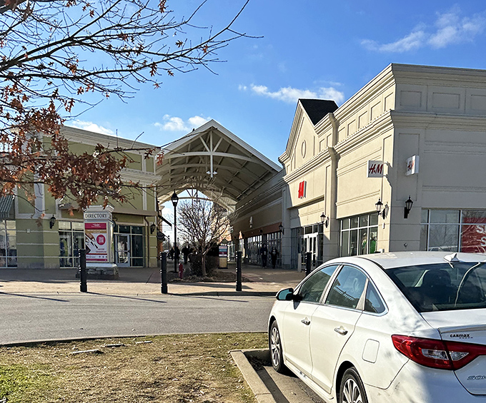 Architectural details and covered walkways create an inviting entrance&mdash;the retail equivalent of a welcome mat for your wallet.