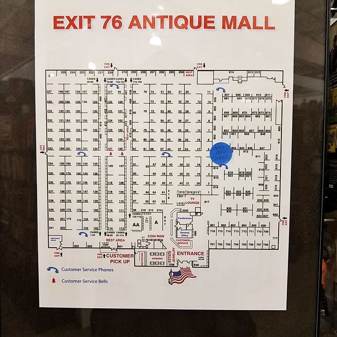 The mall layout resembles a small city, with each numbered booth its own neighborhood of nostalgia. You are here... but where exactly is "here"?