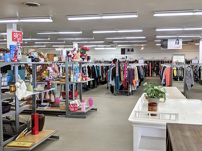The store's expansive interior feels like a department store from a parallel universe where everything has a history and nothing breaks the bank.