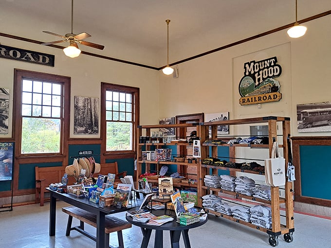 Souvenirs with substance! The depot's gift shop offers mementos that say "I came, I saw, I bought the t-shirt" with railroad authenticity.