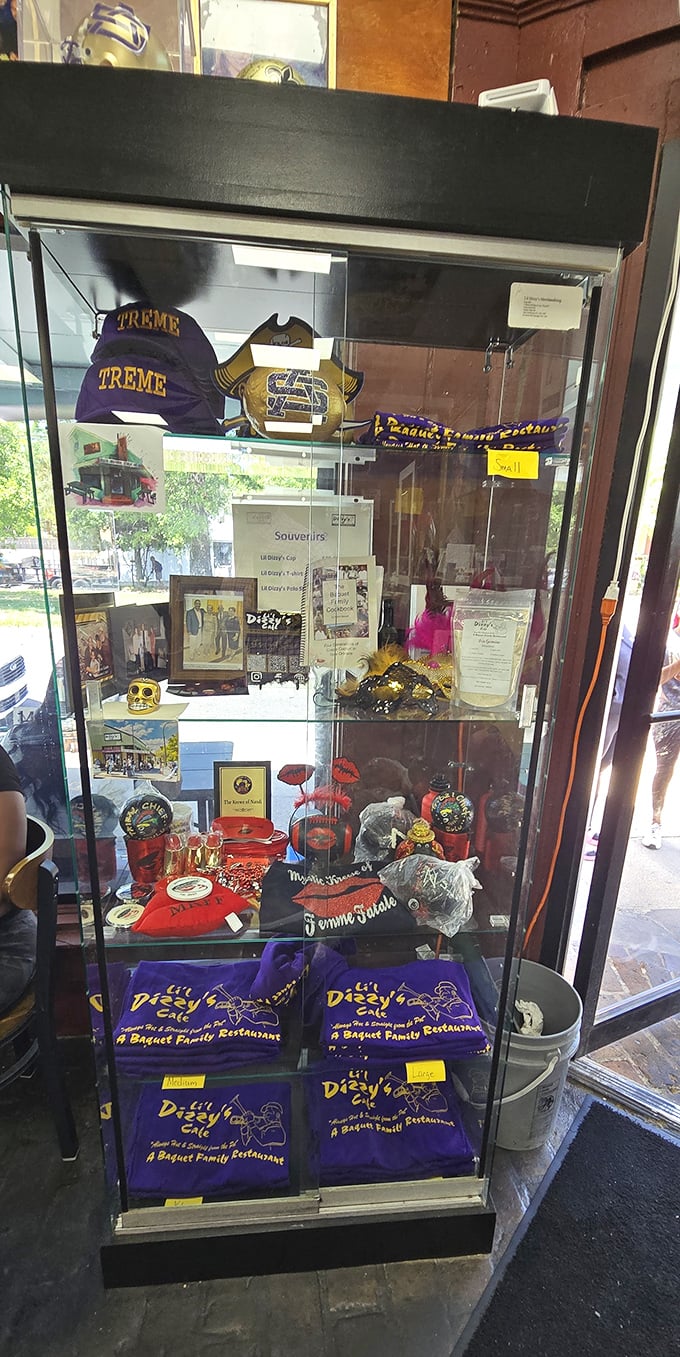 Souvenirs that let you take home the spirit of Treme. That purple and gold merch is practically required wearing for true fans.