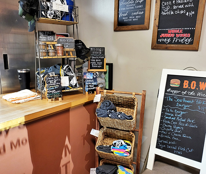 Handwritten specials and merchandise that lets you take the Big Rig's experience home. Though the smell in your car will do that anyway.