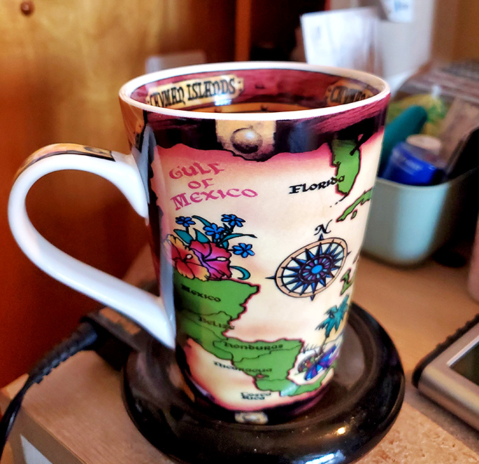 A quirky souvenir mug reminding you that treasures hide everywhere, even in the housewares aisle.