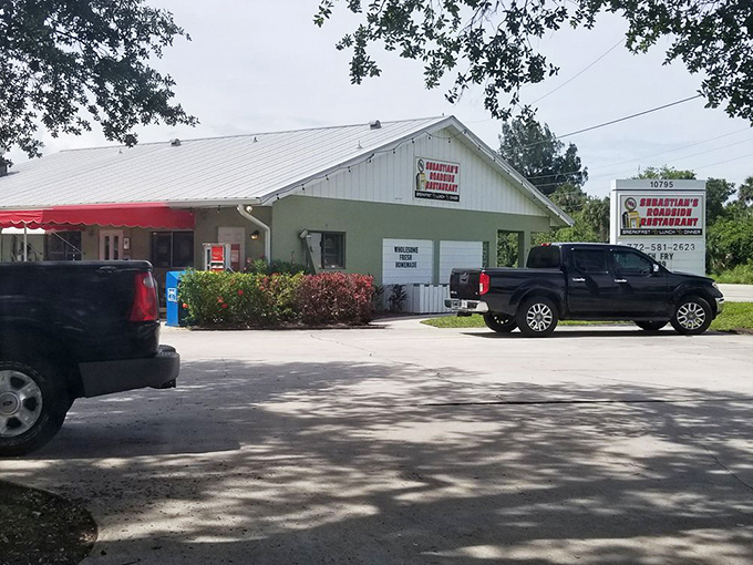Shaded by trees and welcoming as an old friend's home, the exterior practically whispers, "Come on in, the fish is fantastic."