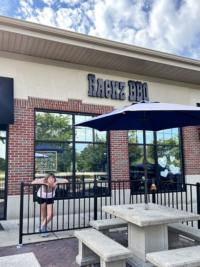 The outdoor seating area welcomes families of all ages. Even the youngest critics seem to approve of what's happening behind those brick walls.
