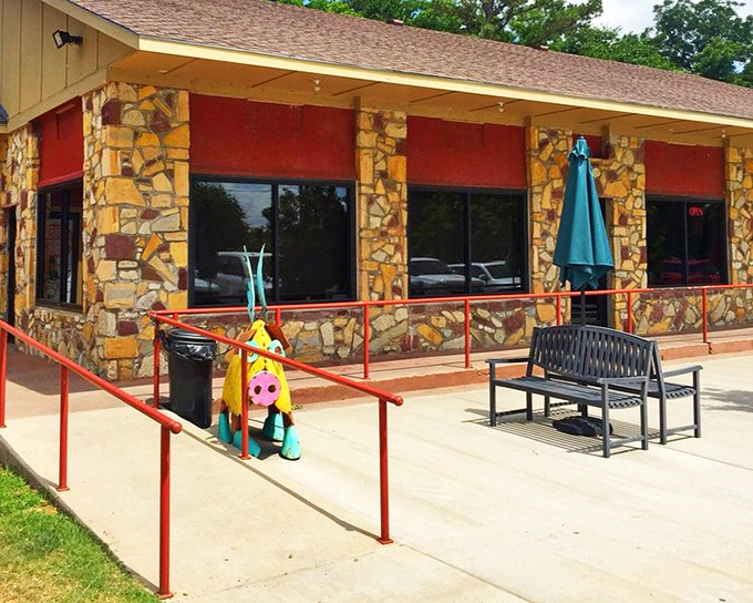 The exterior's cheerful touches hint at the no-frills, all-thrills barbecue experience waiting just beyond those doors.