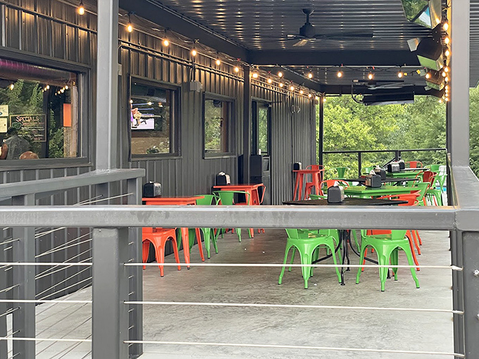 The outdoor patio doesn't just offer fresh air—it offers a ringside seat to enjoy your meal under string lights that twinkle like championship belts in the Iowa sunshine.