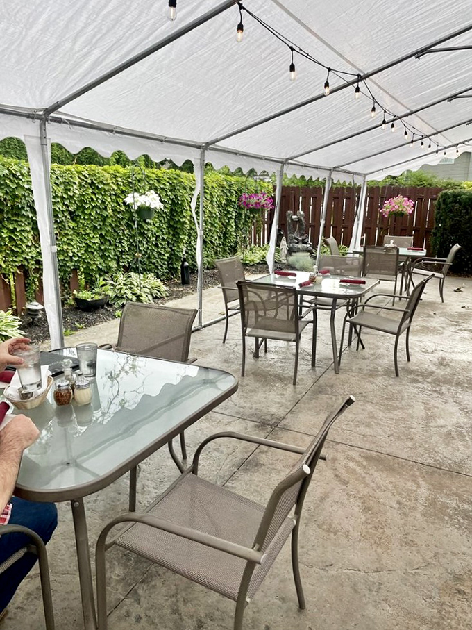 Al fresco dining with a side of tranquility. Bruno's outdoor patio offers the perfect setting for twirling pasta while summer breezes play matchmaker.
