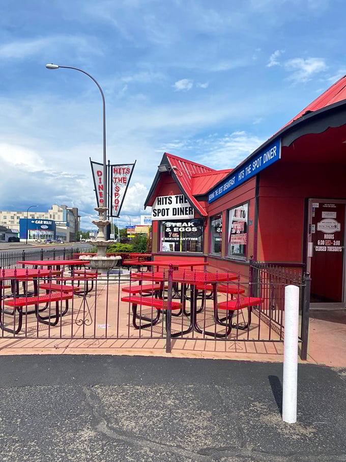 The outdoor patio—where summer mornings turn ordinary breakfast into special occasions under Colorado's famously blue skies.