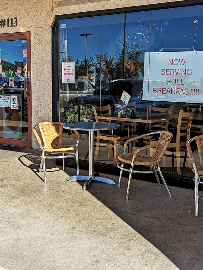 The outdoor seating area where Arizona sunshine meets Danish hospitality, creating the perfect spot for people-watching with pastry in hand.