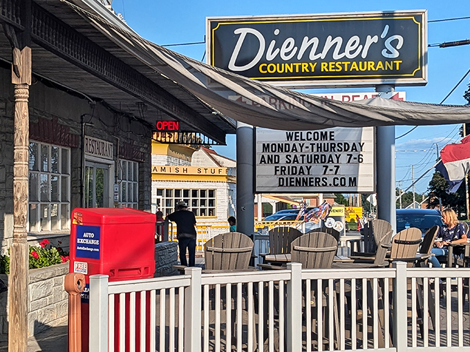 Rocking chairs on the porch invite you to digest both your meal and the simple pleasures of Amish Country at your own unhurried pace.