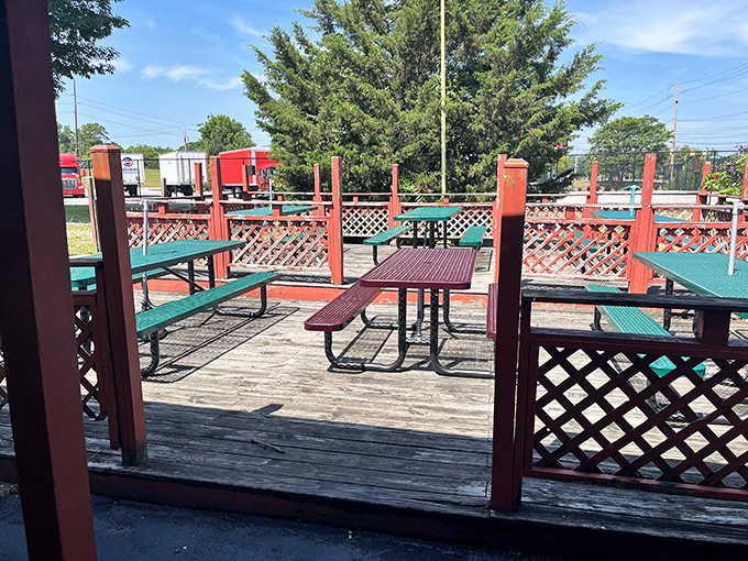 That outdoor deck where summer memories are made, one picnic table at a time.