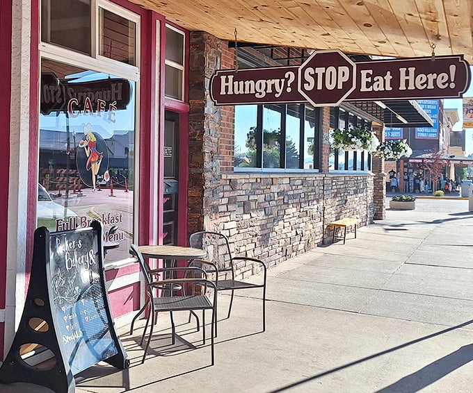 The "Hungry? STOP Eat Here!" sign isn't just a suggestion&mdash;it's the best advice you'll get all day.