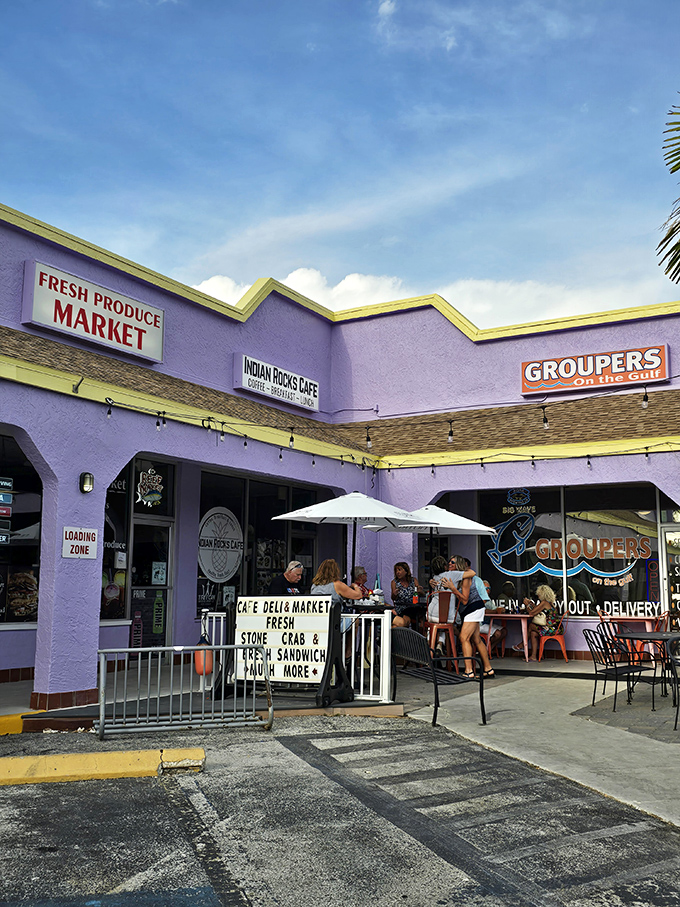 Outdoor seating where strangers become friends over shared recommendations and the mutual understanding that they've found a true Florida gem.