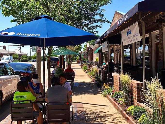 Outdoor seating on a perfect day transforms a great burger into an even better experience worth savoring slowly.