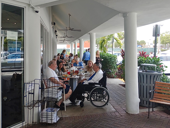Al fresco dining, Florida-style&mdash;where palm trees provide ambiance and the conversation flows as freely as the coffee. A perfect setting for leisurely breakfasts.