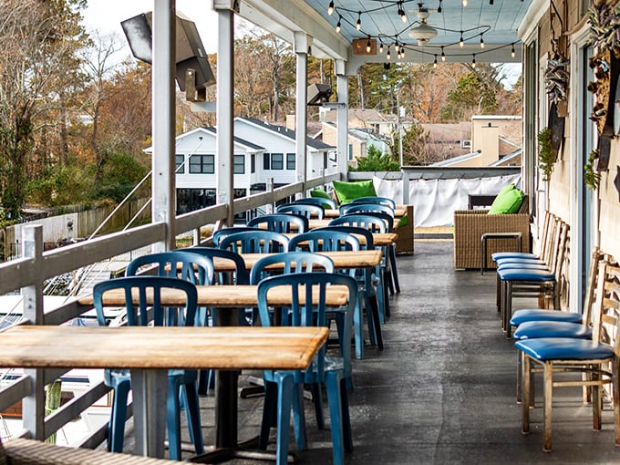 Outdoor seating that makes you question why anyone would ever choose to eat indoors when Virginia Beach offers this kind of al fresco perfection.
