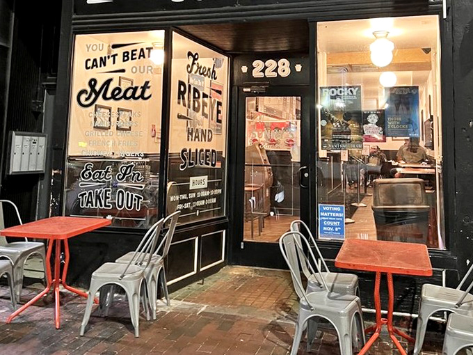 Even from the outside, you can practically smell the sizzling beef. Those sidewalk tables are prime real estate on nice days.