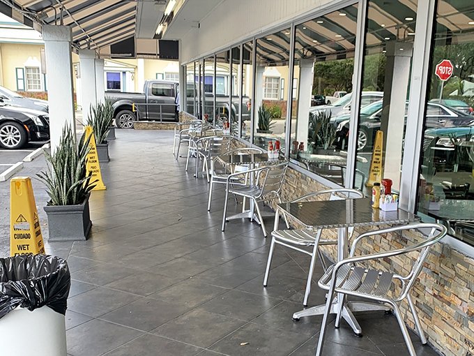 The outdoor seating area&mdash;where you can enjoy your pastrami masterpiece while soaking up some Florida sunshine.