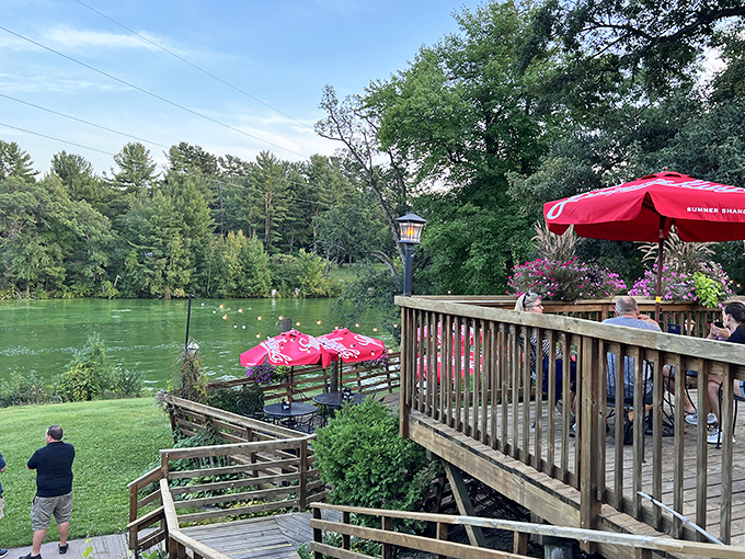 Lakeside dining where the view competes with your plate for attention (the steak usually wins).