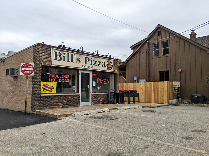 The unassuming exterior of Bill's original location belies the flavor wonderland waiting inside. Never judge a pizzeria by its facade.