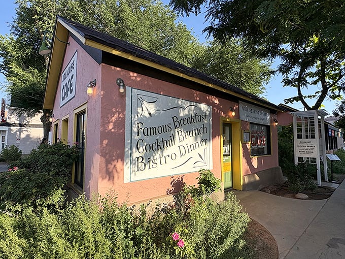 "Famous Breakfast" isn't just a sign&mdash;it's a promise this little pink building delivers on with every plate that leaves the kitchen.