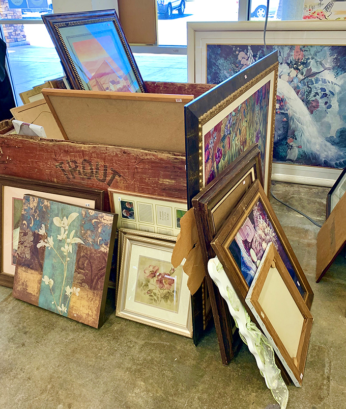 The art corner resembles a gallery after an earthquake&mdash;chaotic but full of potential masterpieces waiting to grace your living room wall.