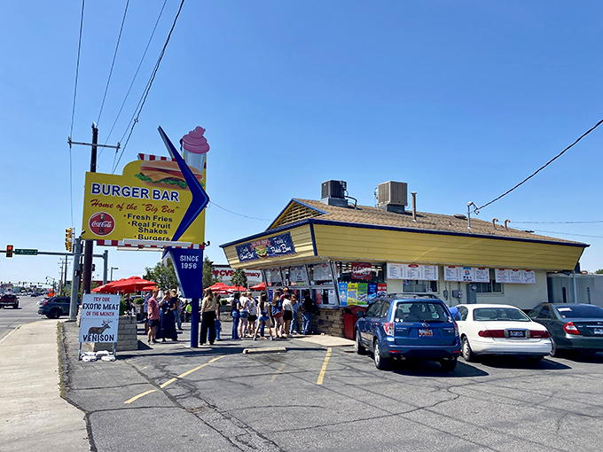 The parking lot&mdash;where anticipation begins and diet resolutions come to die. Worth every minute of the wait.