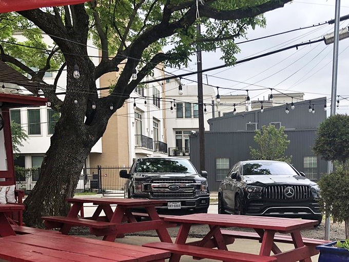 Even the parking lot knows what's coming &ndash; better leave room for the food coma.