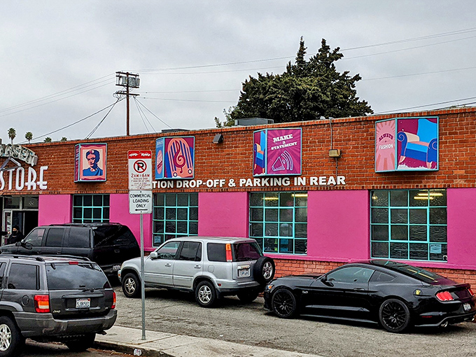 The parking area fills with vehicles from across Los Angeles, their drivers united in the universal quest for sustainable style steals.