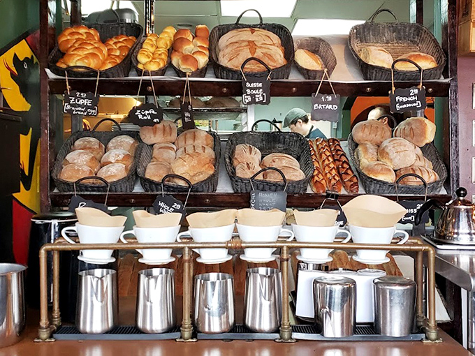 Bread heaven exists, and it's right here. Those baskets filled with freshly baked treasures are basically a carbohydrate art gallery. I'll take one of each, please.